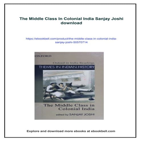 The Middle Class In Colonial India Sanjay Joshi | PDF