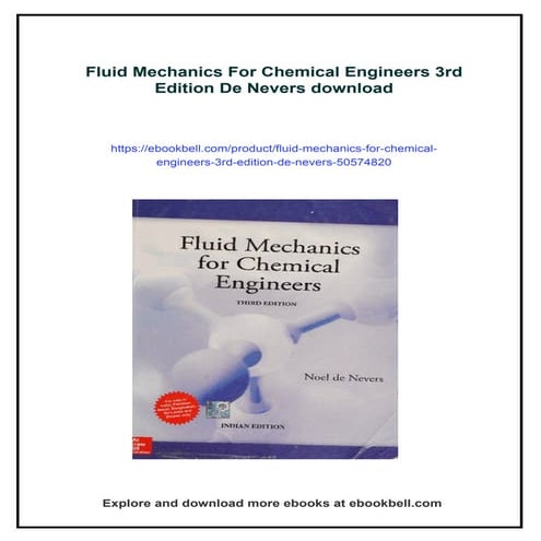 Fluid Mechanics For Chemical Engineers 3rd Edition De Nevers | PDF