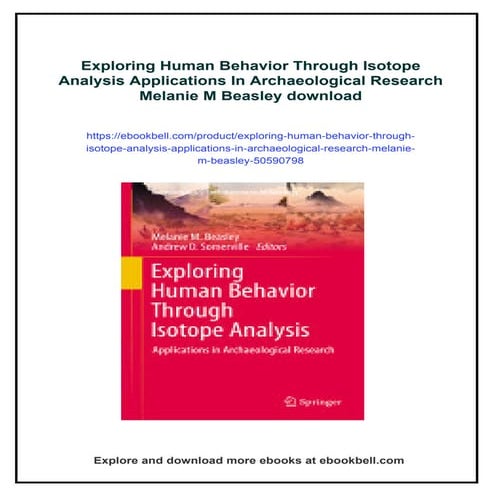 Exploring Human Behavior Through Isotope Analysis Applications In ...