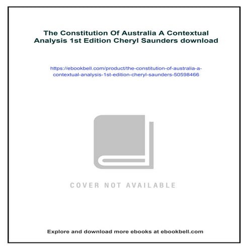 The Constitution Of Australia A Contextual Analysis 1st Edition Cheryl ...