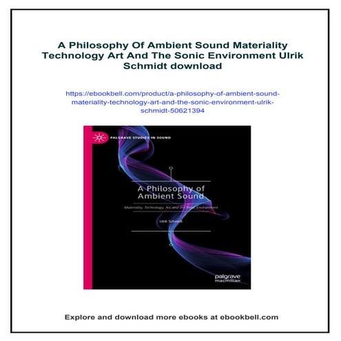A Philosophy Of Ambient Sound Materiality Technology Art And The Sonic ...