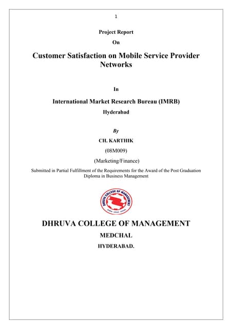 Project report on customer satisfaction | PDF