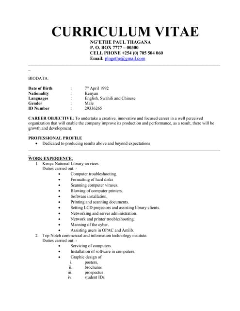 GEORGE GICHUKI SUPPLY CHAIN OPARATIONS CURRICULUM VITAE. 2015 | PDF