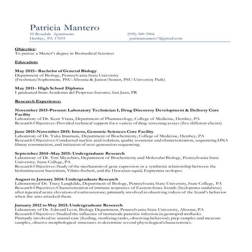 Masters CV BMS | DOCX | Genetics | Science