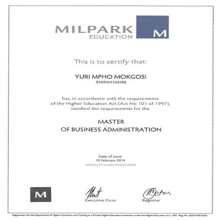 MBA Certificate | PDF