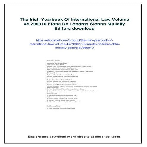 The Irish Yearbook Of International Law Volume 45 200910 Fiona De ...