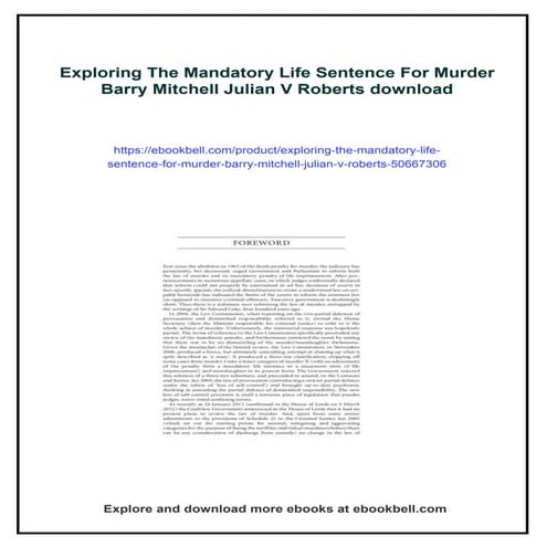 Exploring The Mandatory Life Sentence For Murder Barry Mitchell Julian ...