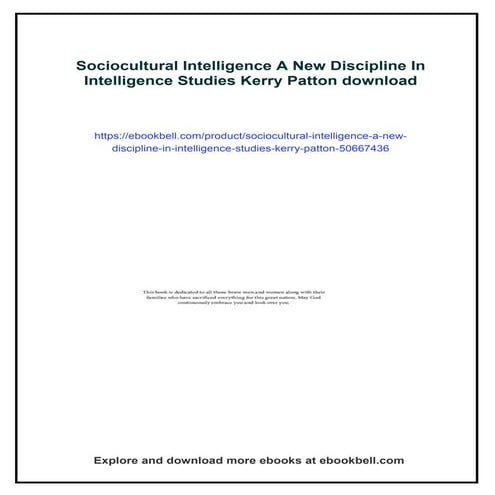 Sociocultural Intelligence A New Discipline In Intelligence Studies ...
