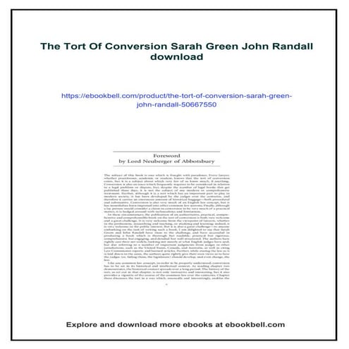 The Tort Of Conversion Sarah Green John Randall | PDF