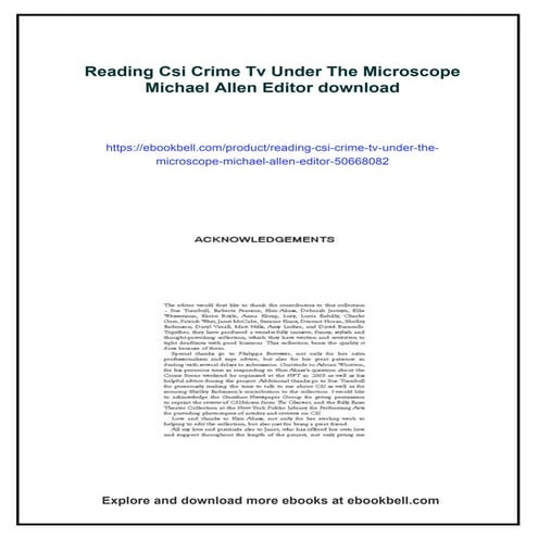 Reading Csi Crime Tv Under The Microscope Michael Allen Editor | PDF