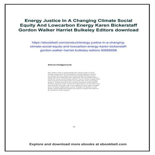 Energy Justice In A Changing Climate Social Equity And Lowcarbon Energy ...