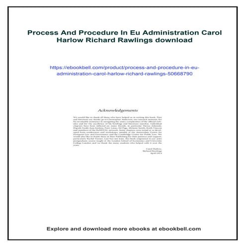 Process And Procedure In Eu Administration Carol Harlow Richard ...