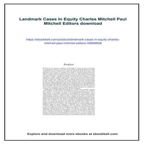 Landmark Cases In Equity Charles Mitchell Paul Mitchell Editors | PDF