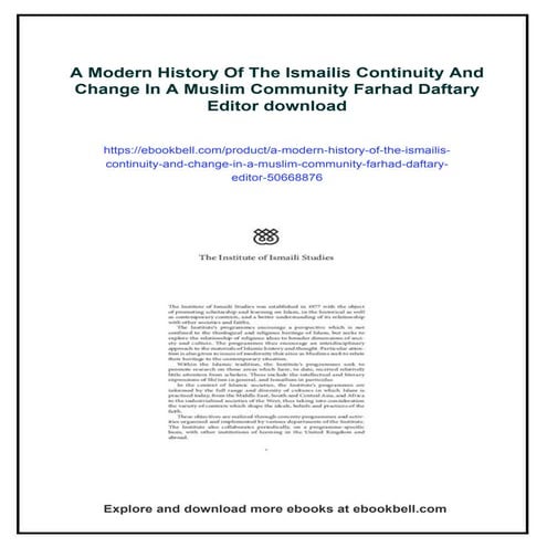 A Modern History Of The Ismailis Continuity And Change In A Muslim ...