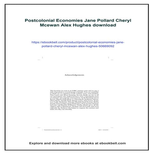 Postcolonial Economies Jane Pollard Cheryl Mcewan Alex Hughes | PDF