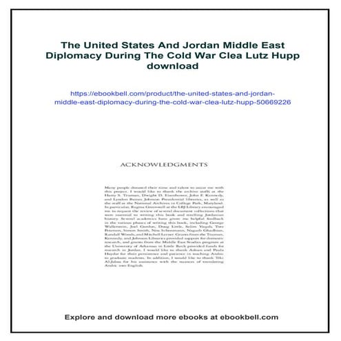 The United States And Jordan Middle East Diplomacy During The Cold War ...