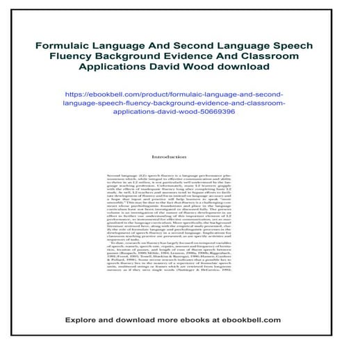 Formulaic Language And Second Language Speech Fluency Background Evidence And Classroom ...