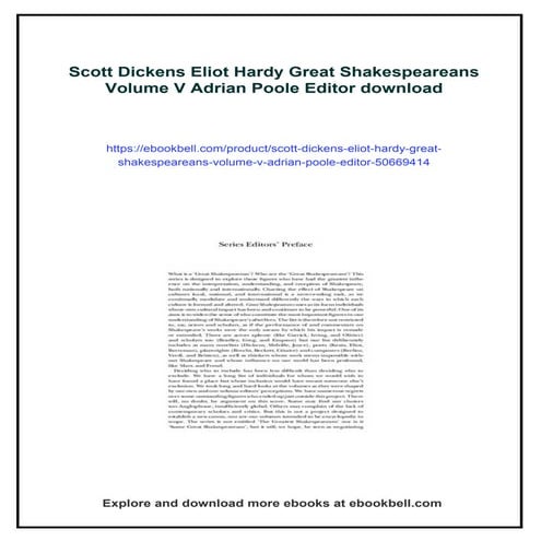 Scott Dickens Eliot Hardy Great Shakespeareans Volume V Adrian Poole ...