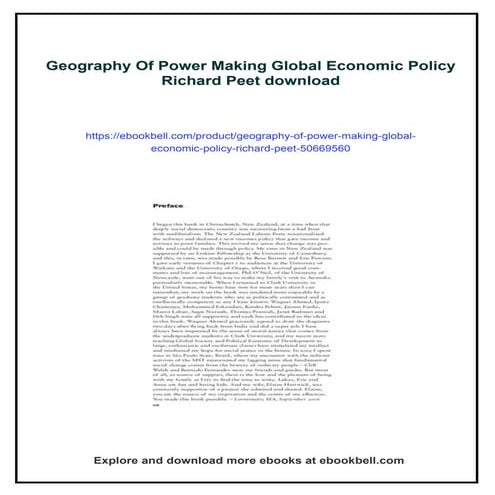 Geography Of Power Making Global Economic Policy Richard Peet | PDF