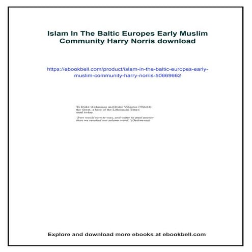 Islam In The Baltic Europes Early Muslim Community Harry Norris | PDF