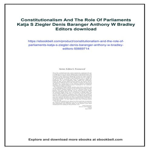 Constitutionalism And The Role Of Parliaments Katja S Ziegler Denis ...