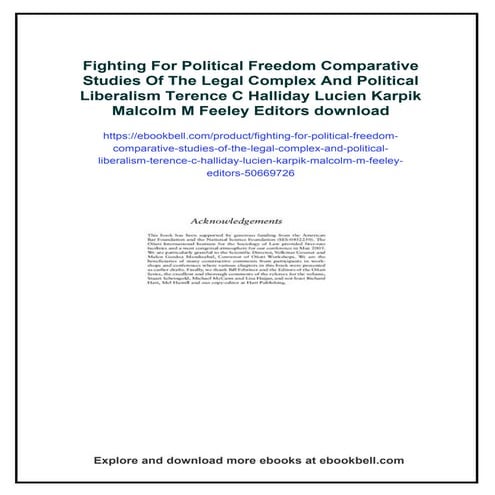 Fighting For Political Freedom Comparative Studies Of The Legal Complex ...