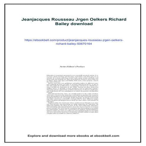 Jeanjacques Rousseau Jrgen Oelkers Richard Bailey | PDF