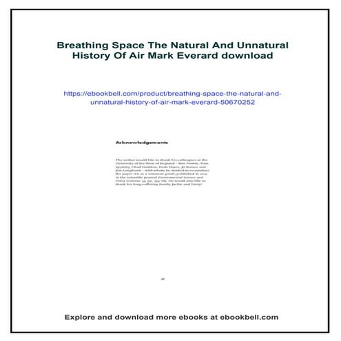 Breathing Space The Natural And Unnatural History Of Air Mark Everard | PDF