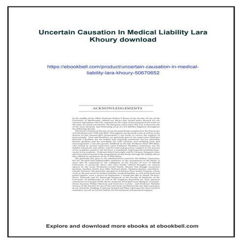 Uncertain Causation In Medical Liability Lara Khoury | PDF