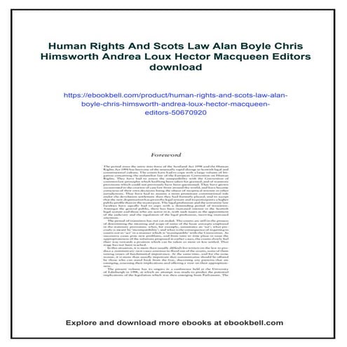 Human Rights And Scots Law Alan Boyle Chris Himsworth Andrea Loux ...