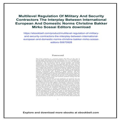 Multilevel Regulation Of Military And Security Contractors The ...
