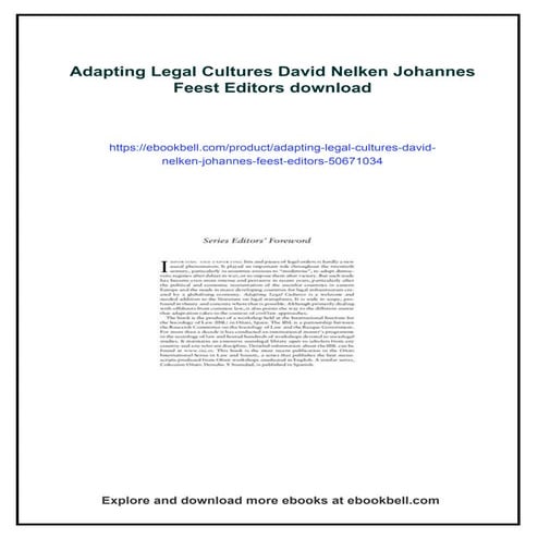 Adapting Legal Cultures David Nelken Johannes Feest Editors | PDF