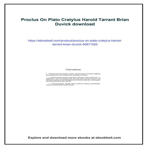 Proclus On Plato Cratylus Harold Tarrant Brian Duvick | PDF