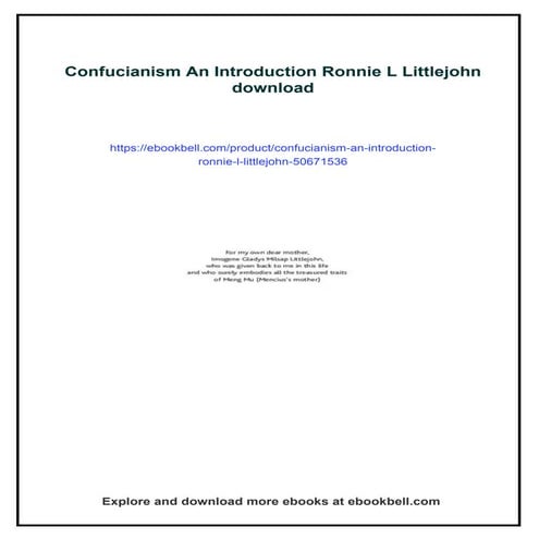 Confucianism An Introduction Ronnie L Littlejohn | PDF