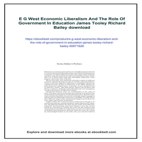 E G West Economic Liberalism And The Role Of Government In Education ...