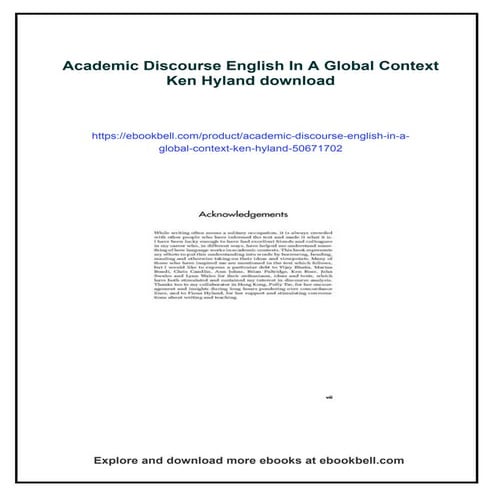 Academic Discourse English In A Global Context Ken Hyland | PDF