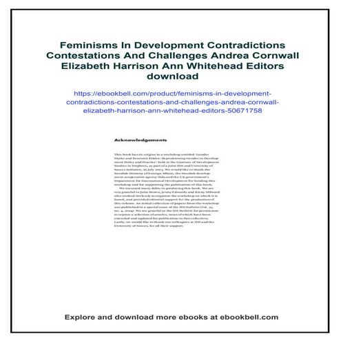 Feminisms In Development Contradictions Contestations And Challenges ...