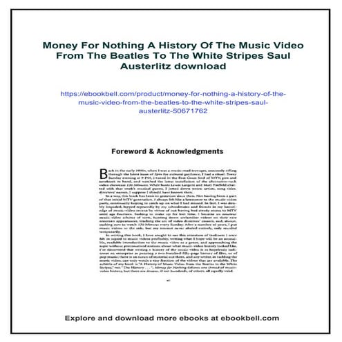 Money For Nothing A History Of The Music Video From The Beatles To The ...