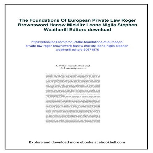 The Foundations Of European Private Law Roger Brownsword Hansw Micklitz ...