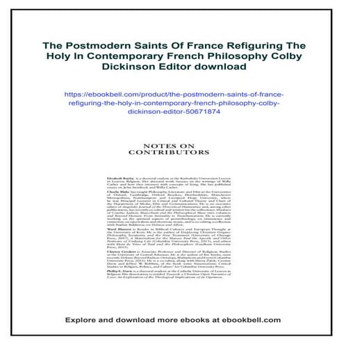 The Postmodern Saints Of France Refiguring The Holy In Contemporary ...