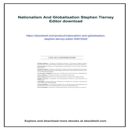 Nationalism And Globalisation Stephen Tierney Editor | PDF