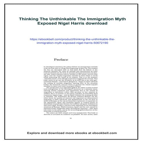 Thinking The Unthinkable The Immigration Myth Exposed Nigel Harris | PDF