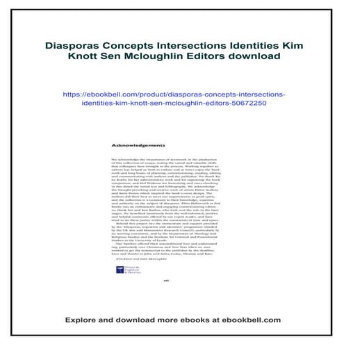 Diasporas Concepts Intersections Identities Kim Knott Sen Mcloughlin ...