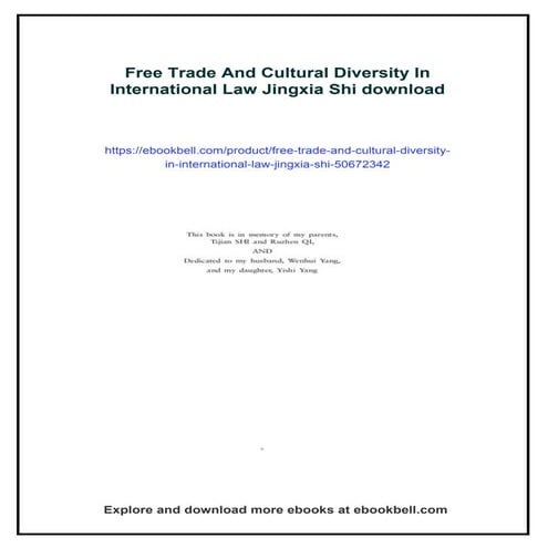 Free Trade And Cultural Diversity In International Law Jingxia Shi | PDF