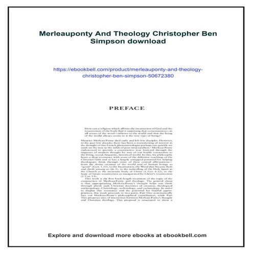 Merleauponty And Theology Christopher Ben Simpson | PDF