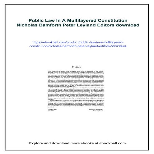 Public Law In A Multilayered Constitution Nicholas Bamforth Peter ...