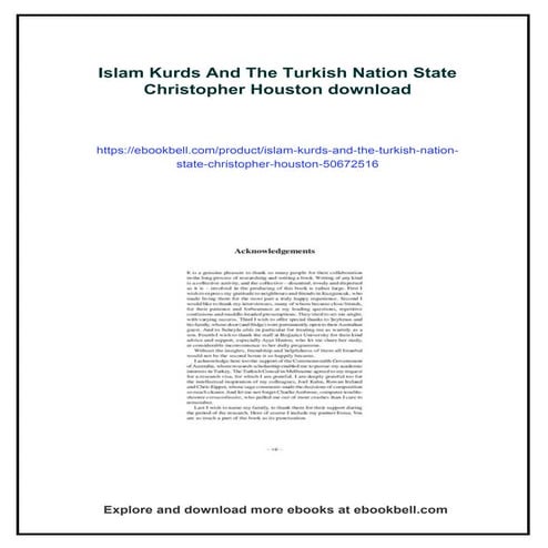 Islam Kurds And The Turkish Nation State Christopher Houston | PDF