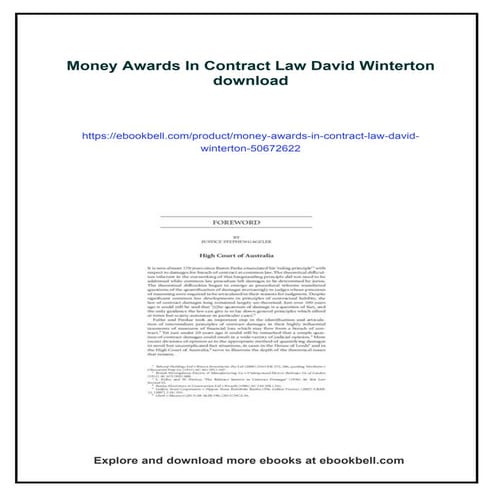 Money Awards In Contract Law David Winterton | PDF