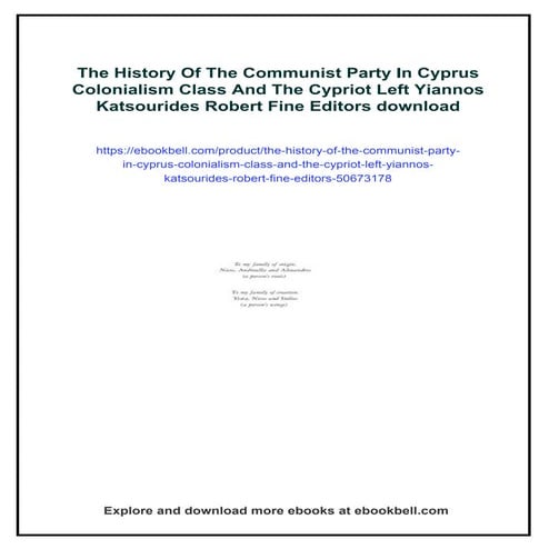 The History Of The Communist Party In Cyprus Colonialism Class And The ...