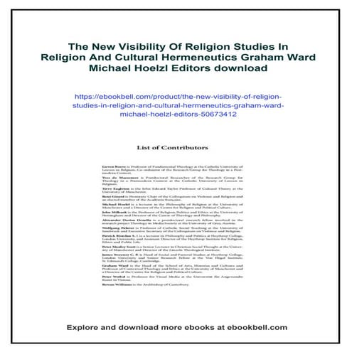 The New Visibility Of Religion Studies In Religion And Cultural ...